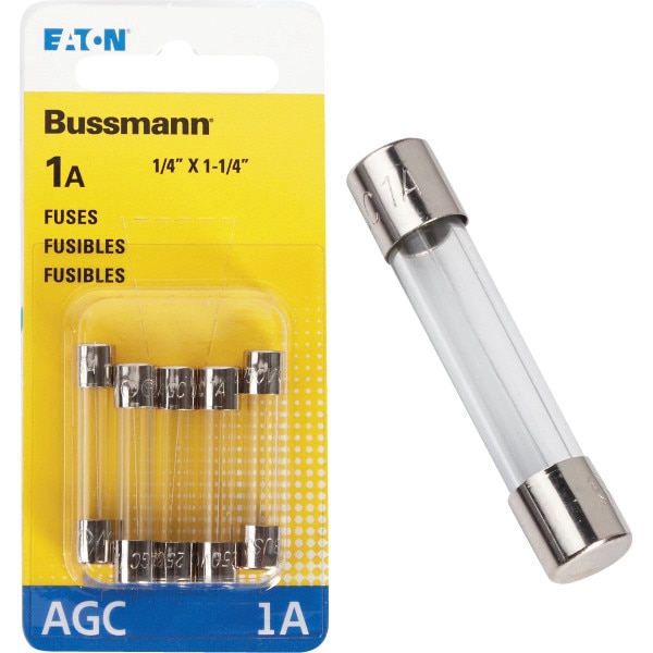 BP/AGC-1-RP Bussmann 1-Amp 250-Volt AGC Glass Tube Automotive Fuse (5-Pack)