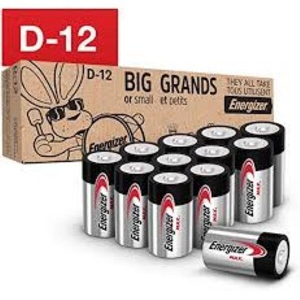 Energizer MAX Alkaline Batteries, Size D, 2 per pack, 12 packs per case