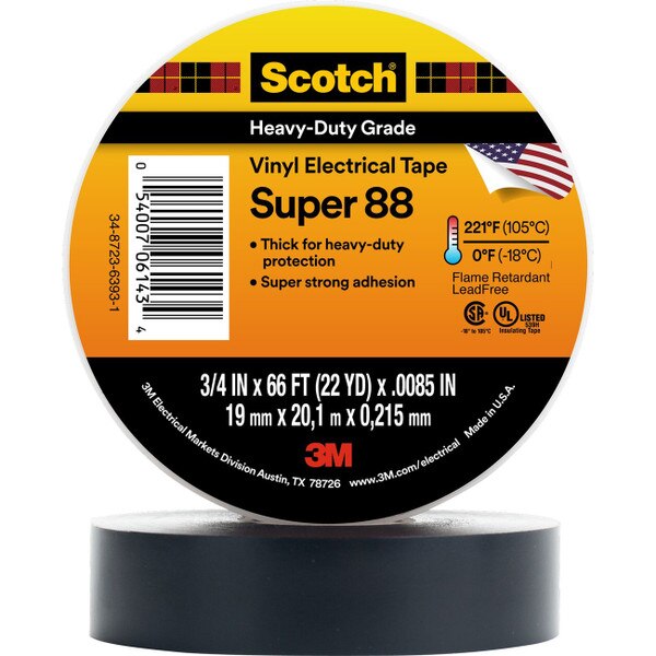 54007-10349 3M Premium Vinyl Electrical Tape Super 88-Super-1-1/2x36YD ...