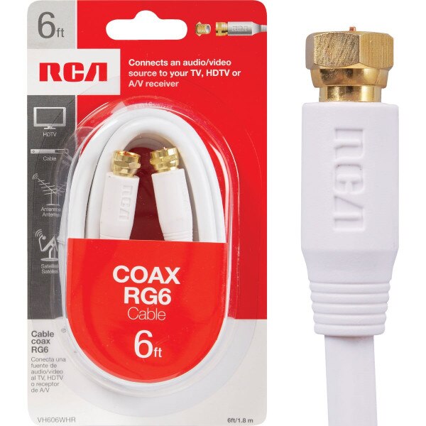 VH606WHR RCA 6 Ft. White Digital RG6 Coaxial Cable
